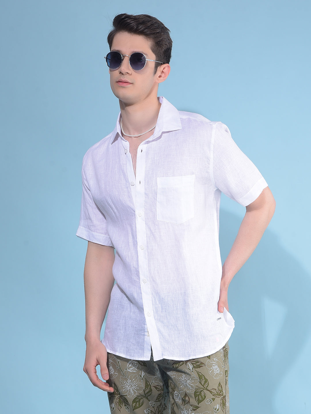 White Textured Linen Shirt – Crimsoune Club