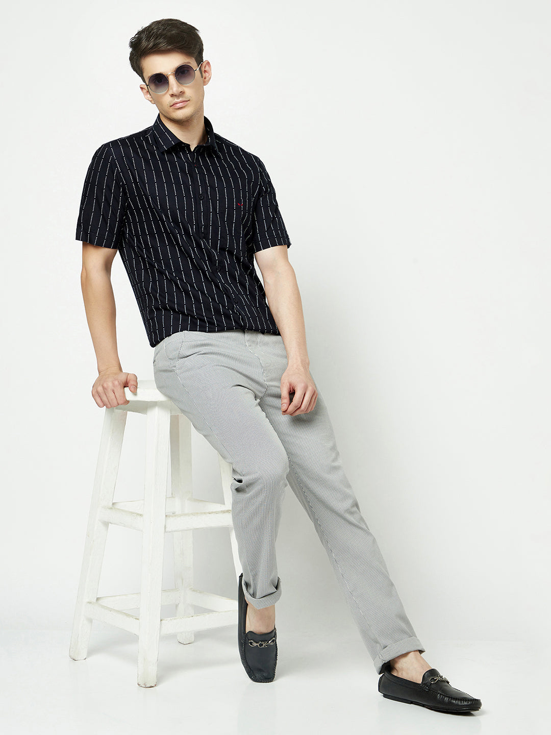 Grey Mini Checked Trousers