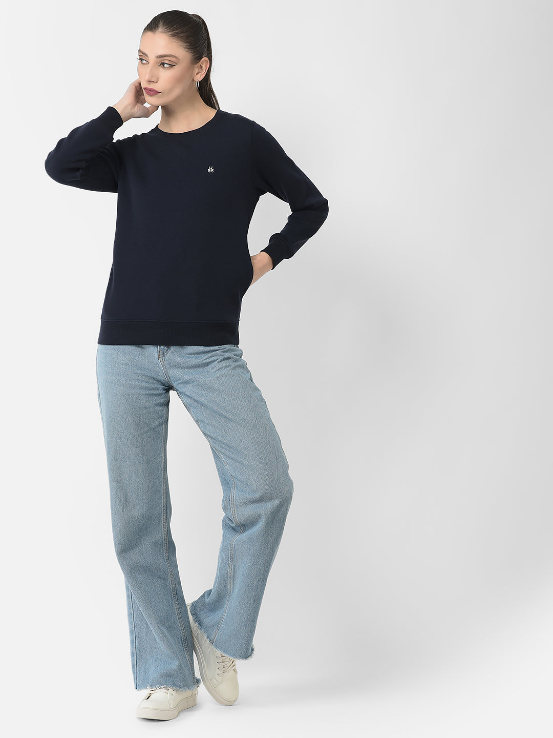 Navy Blue Brand Logo Sweatshirt – Crimsoune Club